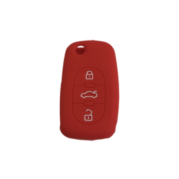 Red Silicone 3-Button Key Fob Cover w/Logo Cutout (B5/B6 A4/S4, C5 A6 ...