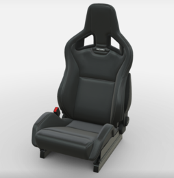 Recaro Sportster CS Driver Seat - Black Vinyl/Black Dinamica - Modded Euros